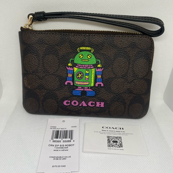 Coach | Bags | New Coach Cosmic Corner Zip Wristlet In Signature Canvas ...